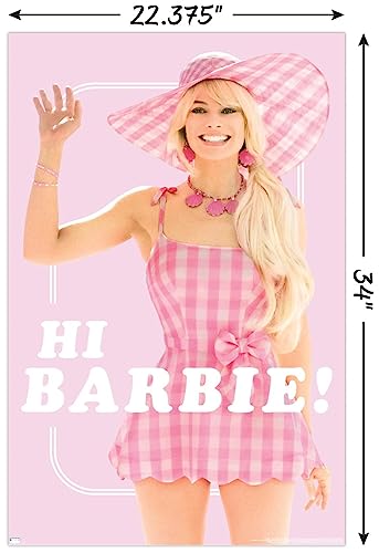 Trends International Mattel Barbie: The Movie - Hi Barbie Wall Poster, 22.37" x 34.00", Poster & Mount Bundle