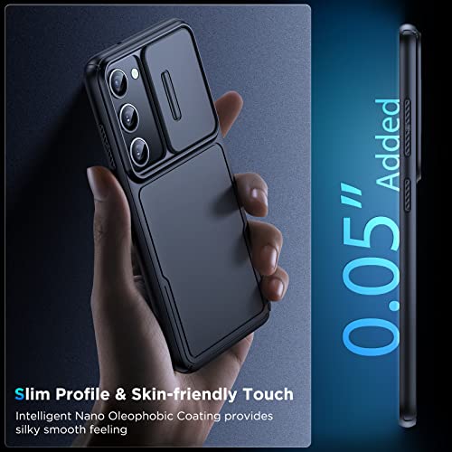 Simtect Compatible with Samsung Galaxy S23 Case with Camera Cover [12FT Mil-Grade Shockproof] [Anti-Scratch& Anti-Fingerprint]Slim Protective Silicone Bumper Phone Case for Samsung S23 Case 6.1" Black