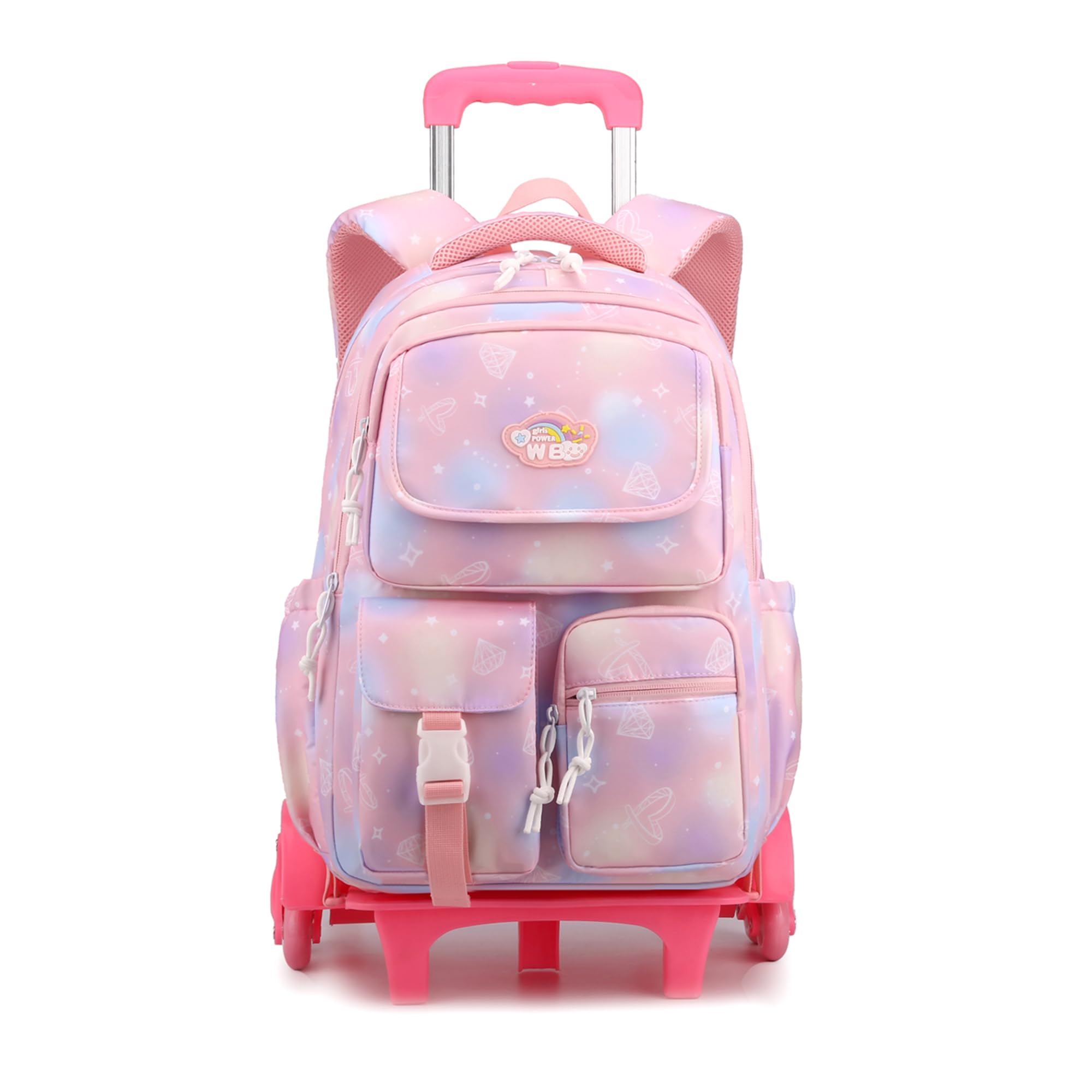 Galaxy Boys Rolling Backpack for School Elementary, Trolley Bookbags School Bags Backpacks for Kids Boys with 6 Wheels