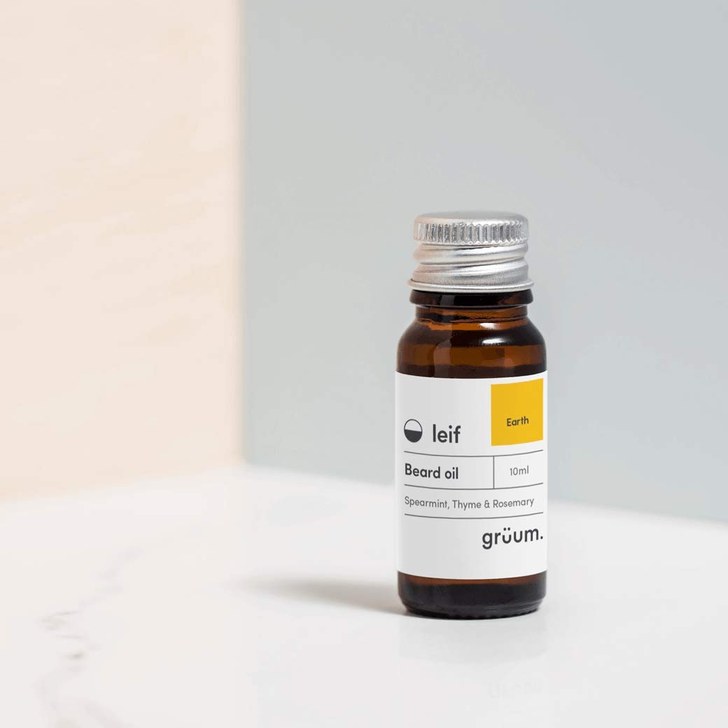 Grüum Leif 100% Natural Beard Oil, Earth Scent Of Thyme & Spearmint, Keeps Moisture In Your Beard 100% Natural, 10ml