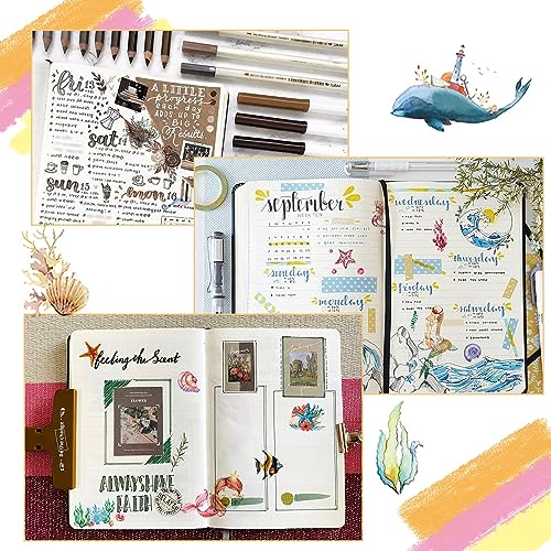 Rub on Transfers for Crafts, 16Sheets Marine Theme Rub on Transfer Stickers Rub on Stickers Transfer Stickers Rub on Transfer Rub on Transfer Paper Rub on Decals Transfers for Crafts for Scrapbooking