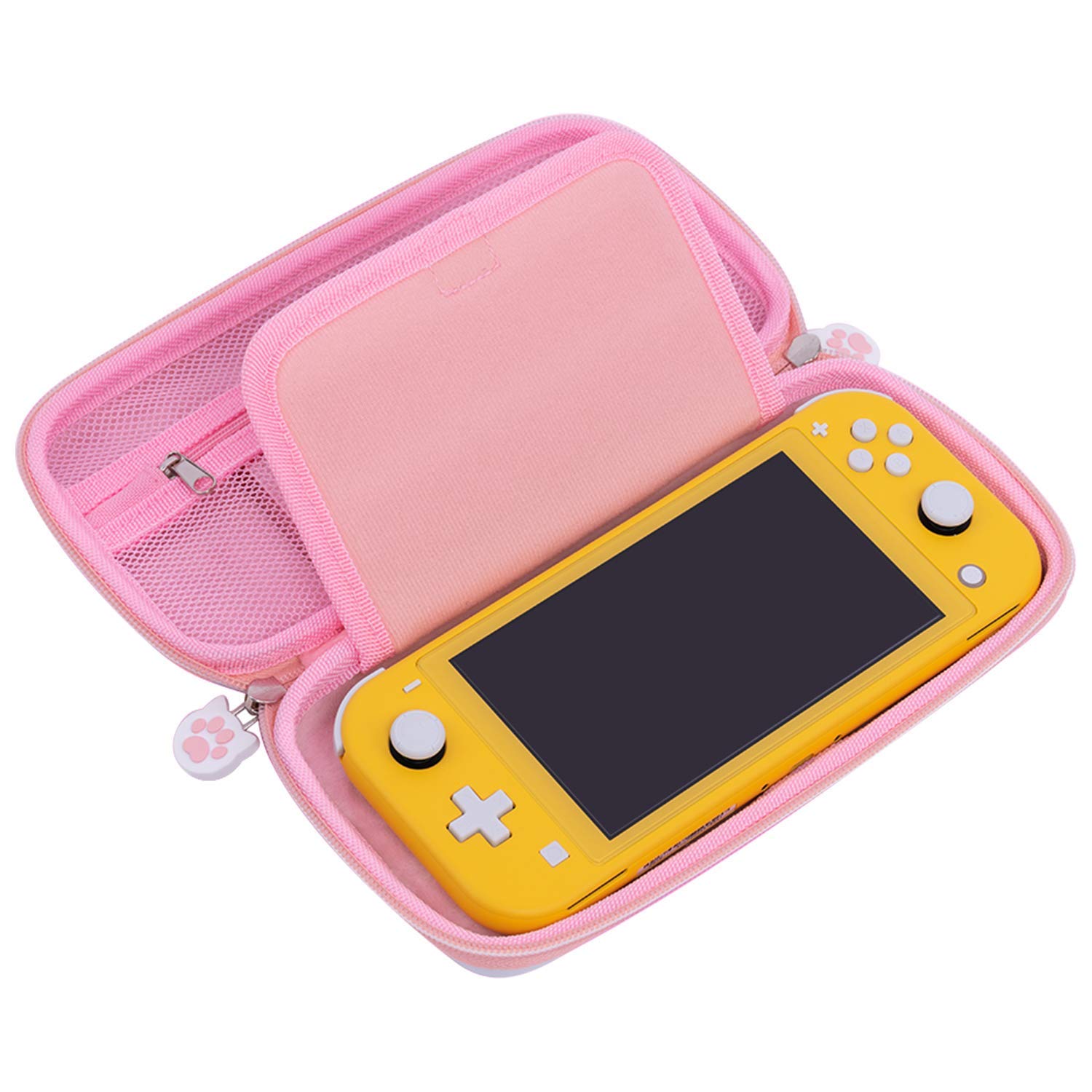 Geekshare Cute Paw Switch Lite Travel Carrying Case Compatible with Nintendo Switch Lite Games Hard Shell Portable Storage Bag for Switch Lite & Game Accessories (for Switch Lite)