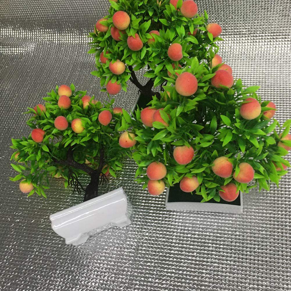 Gsdviyh36 1Pc Potted Artificial Peach Fruit Tree Bonsai Home Garden Desktop Decor Prop, Fake Flowers Artificial Greenery for Home Garden Party Wedding Decoration Green