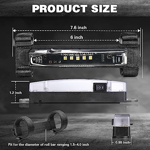 SKUNTUGUANG UTV Interior Lights, Roll Bar Mount LED Dome Light for UTV ATV Polaris RZR Can-Am Truck Car Off Road Vehicle - Black
