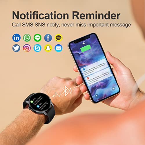 TOYCOD Smart Watch with Text & Call(Answer/Make), Bluetooth Fitness Tracker with 1.28β Round Touch Screen, IP68 Waterproof Heart Rate Blood Pressure Sleep Monitor, Activity Tracker, for Android iOS