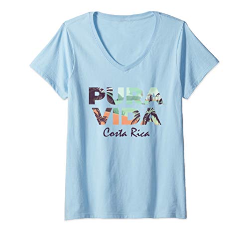 Womens Pura Vida Costa Rica Shirt Colorful Tropical Beach Tee V-Neck T-Shirt