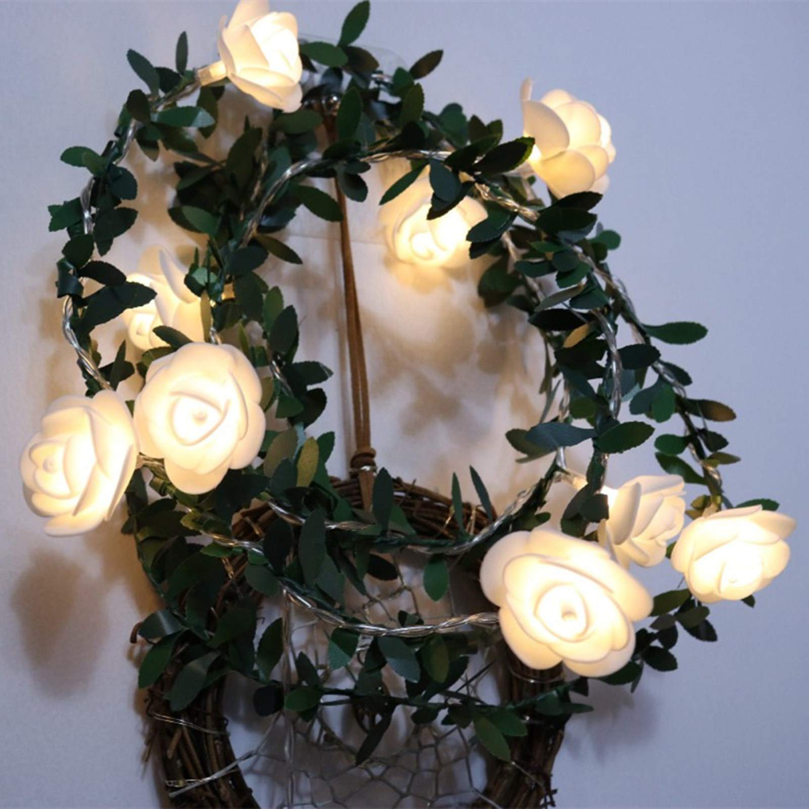 FRIDG LED Christmas Lights, Simulation Leaf Garland Fairy Light with USB Battery Solar Power, Copper Wire Lamp for Xmas Tree, Outdoor Light Strips Ornament - 3M Battery Operated*