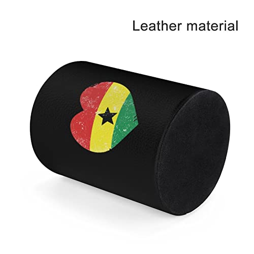 Ghana Retro Heart Flag Pen Holder PU Leather Pencil Cup Cute Desk Organizer Makeup Brush Box for Home Office