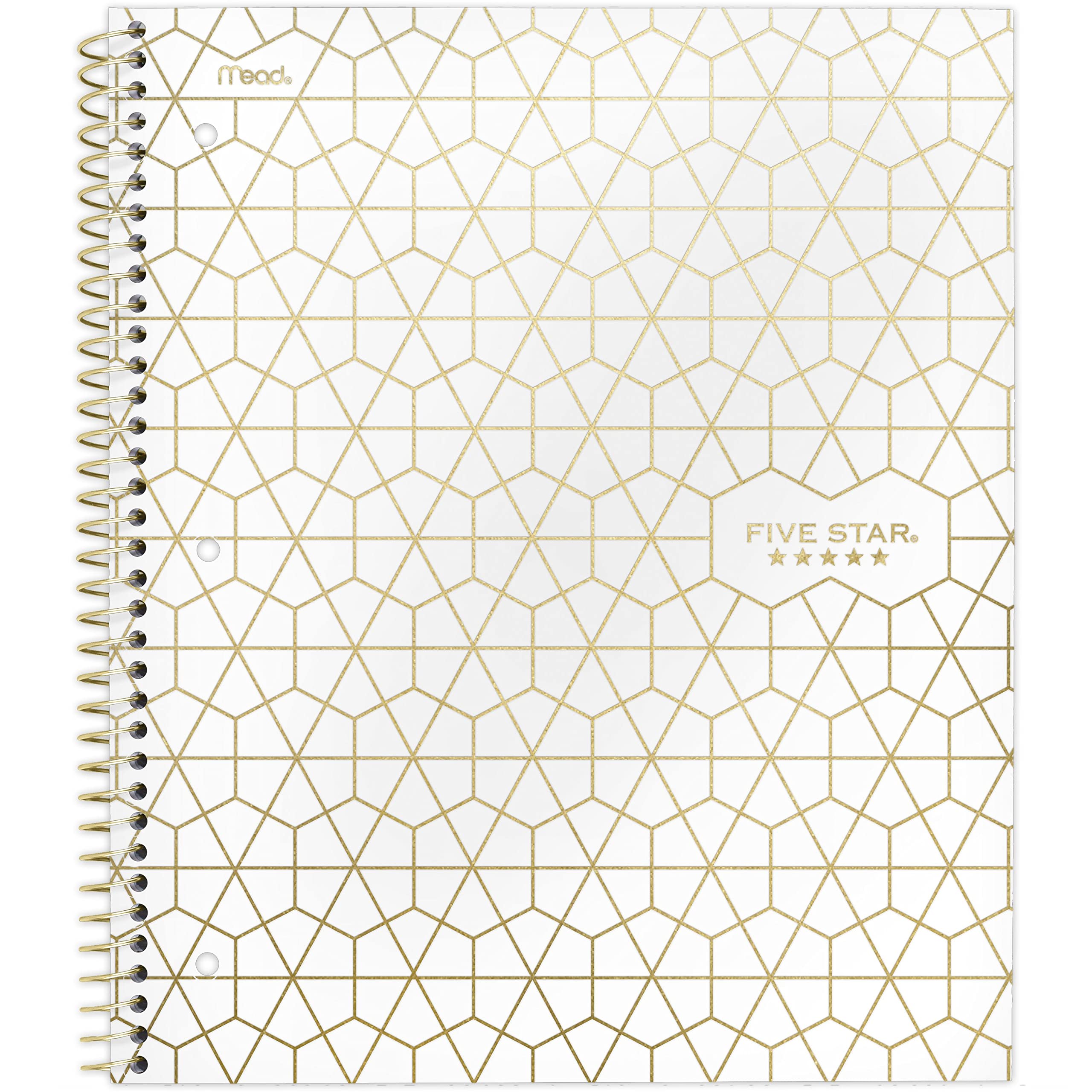 Five Star Spiral Notebooks, 1 Subject, College Ruled, 11" x 8-1/2", Cute Designs Colors, 3 Pack, Design May Vary