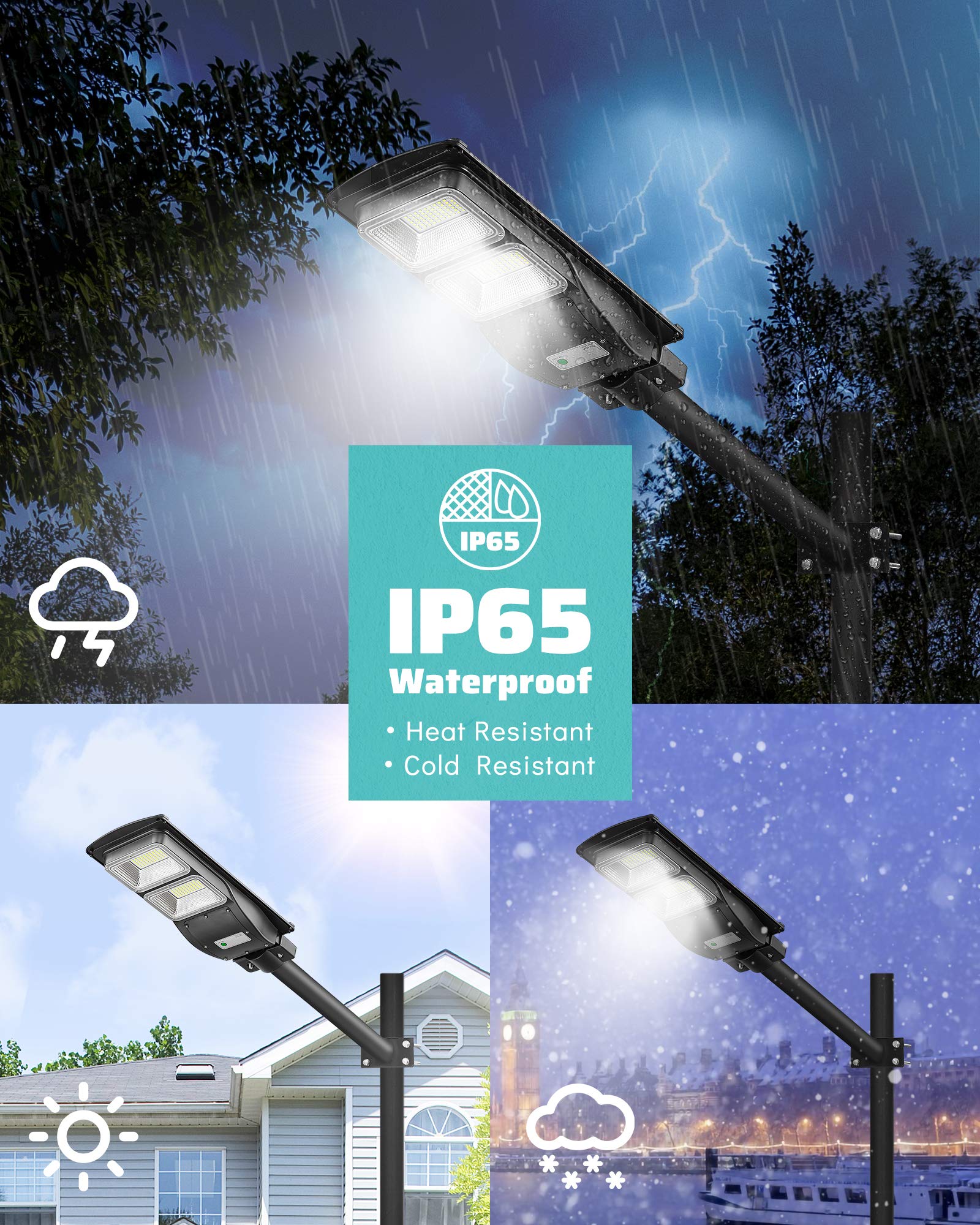 Lovus 2Pack 500W Solar Powered Street Lights, 6000K LED Dusk to Dawn, Outdoor Flood Security Light with Motion Sensor, IP65 Waterproof, Wall or Pole Mount, ST40-039-2
