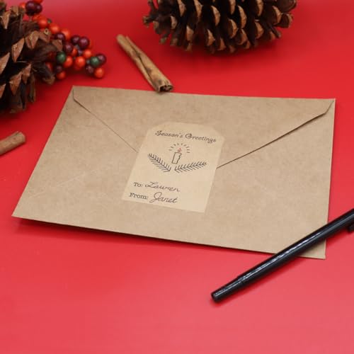 Natural Kraft Simple Christmas Gift Tags Holiday Present Stickers 2 x 3 Inch 25 Total Adhesive Labels