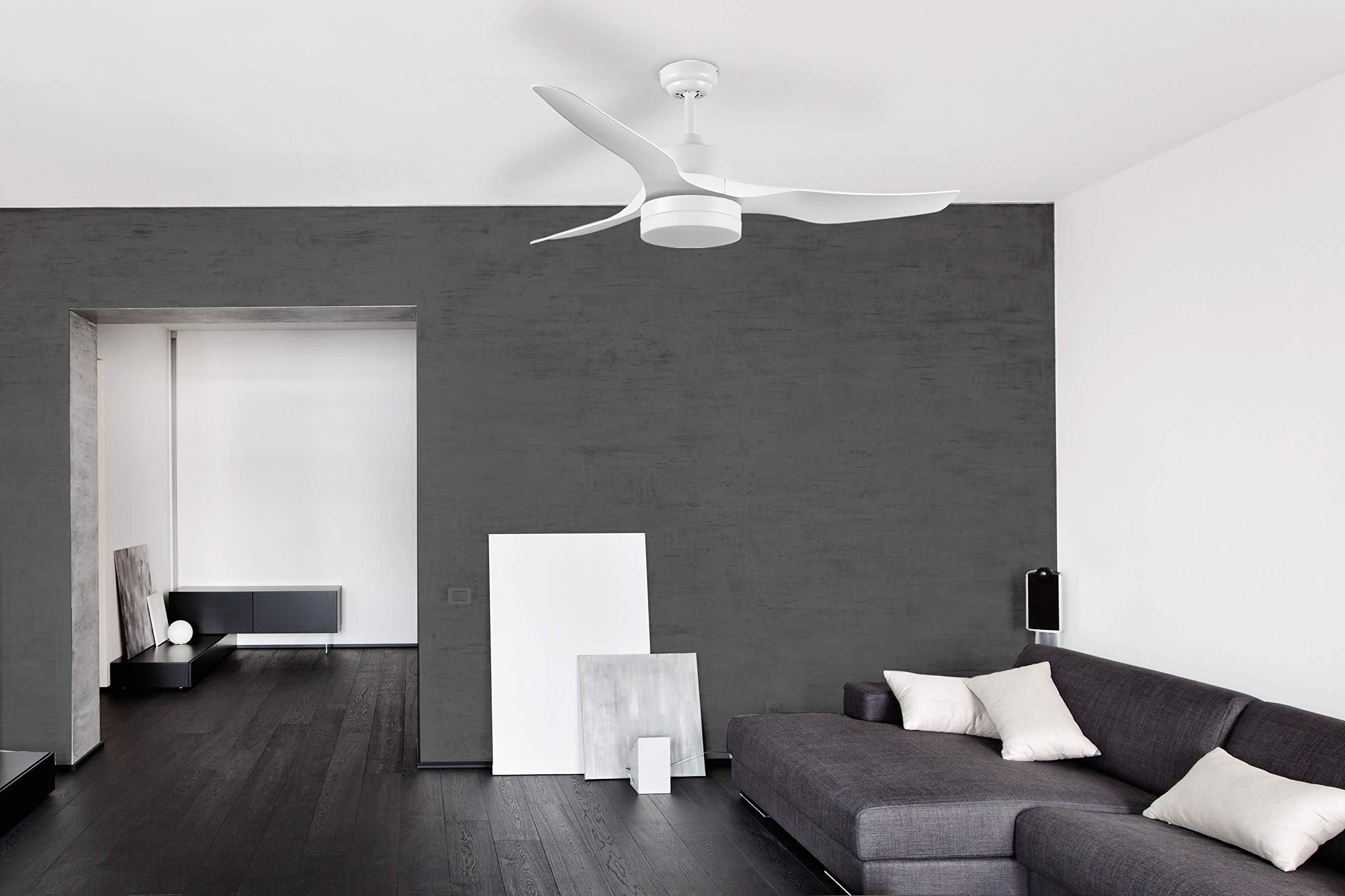 Hauslane CF3000 52 inch Modern 3 Blade Ceiling Fan with Lights | Bright LED Lamp and Three Reversible Blades | Suitable for 350 Sq Ft Room, Brushed Nickel Finish