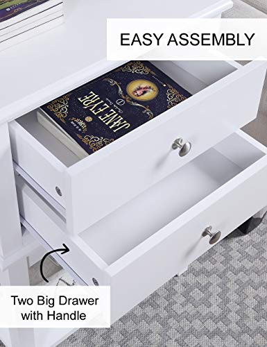 WOODEEM White Nightstand with Drawers Tall 28", Modern Large End Table Living Room, Wooden Bed Side Tables for Bedrooms