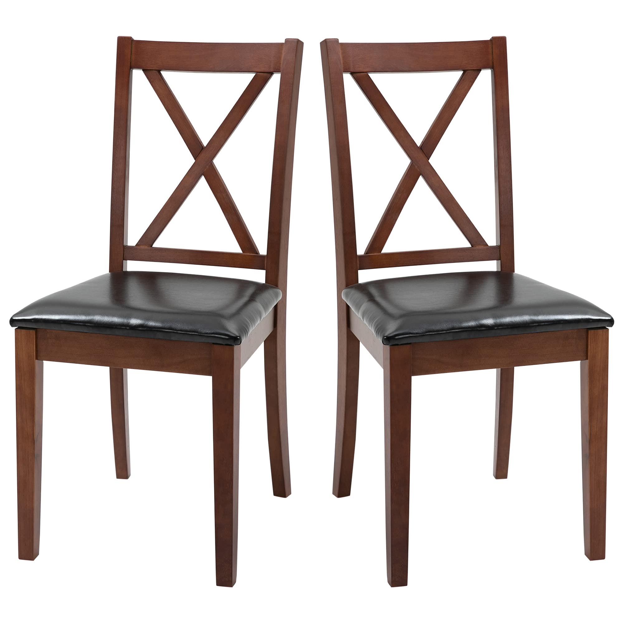 HOMCOM High Back Dining Chairs Set of 2 with PU Leather Upholstry and Cross Back Design, Black