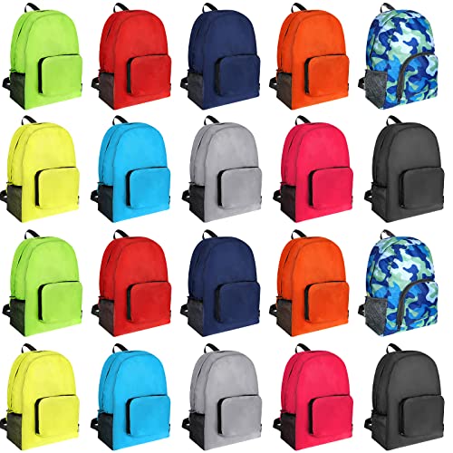 Sherr 20 Pack Foldable Lightweight Backpack Travel Bag, Classic Backpacks Bag Assorted Colors Bags Bulk Backpacks Outdoor Travel Bag
