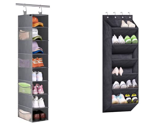 SLEEPING LAMB 8 Shelves Hanging Shoe Rack and 6 Tiers Oxford Over The Door Shoe Organizer