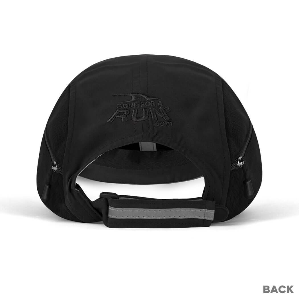 Gone For a Run Ultra Pocket Hat | Moisture Wicking and Reflective Run Hat | Black