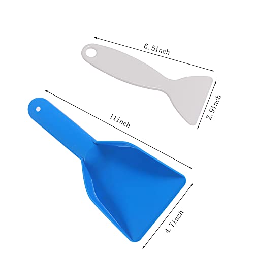 Lpdphanxfkx 2 PCS Assorted Refrigerator Ice Shovel Set,Plastic Refrigerator Ice Shovel with Non Slip Handle Flat Ice Scraper Remover Scoop Cleaning Freezer
