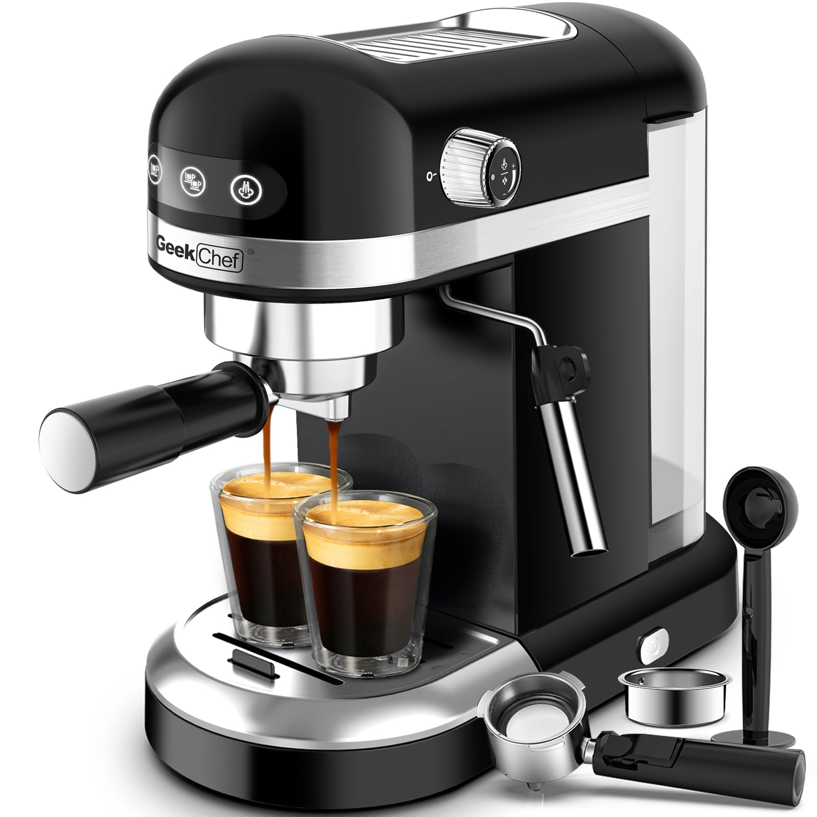 Geek Chef Espresso Machine, High Performance For Espresso, Cappuccino, Latte, Machiato, Semi-Automatic Coffee Maker