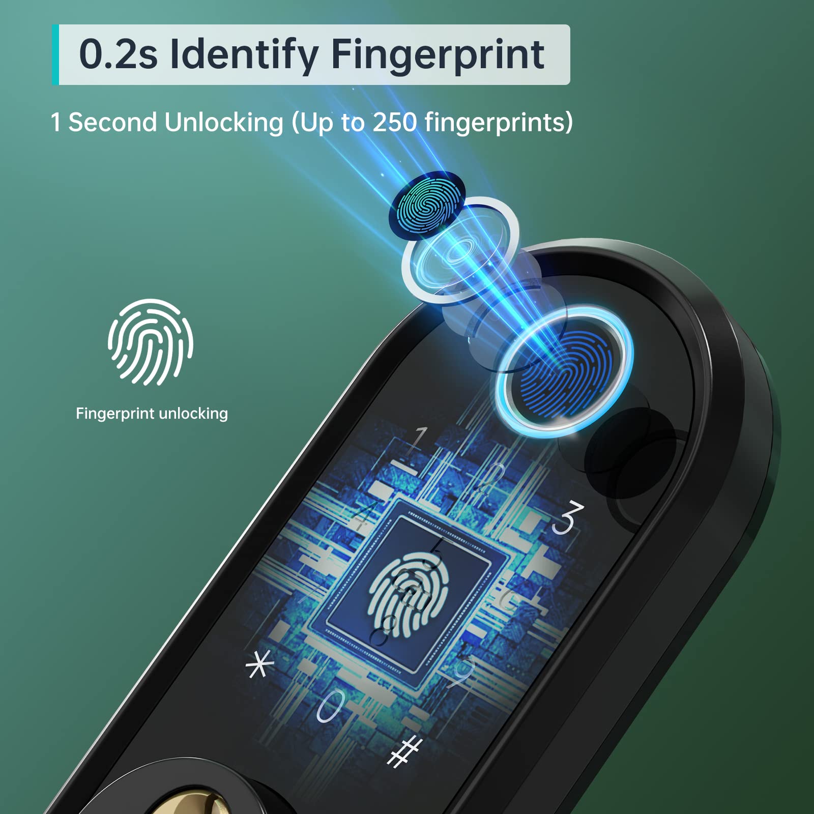 Smart Door Lock, hornbill 8-in-1 Keyless Entry Door Lock Biometric Fingerprint Smart Deadbolt, Electronic Digital Bluetooth Keypad Code Door Lock, Smart Locks for Front Door, IC Fob & App Control