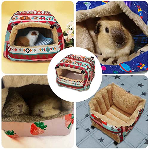 RIOUSSI Guinea Pig Bed Warm House Hideout for Hedgehogs Dwarf Rabbits Bunnies Squirrels Chinchillas and Other Small Animals Without Bottom. L, Ethnic Without Bottom.