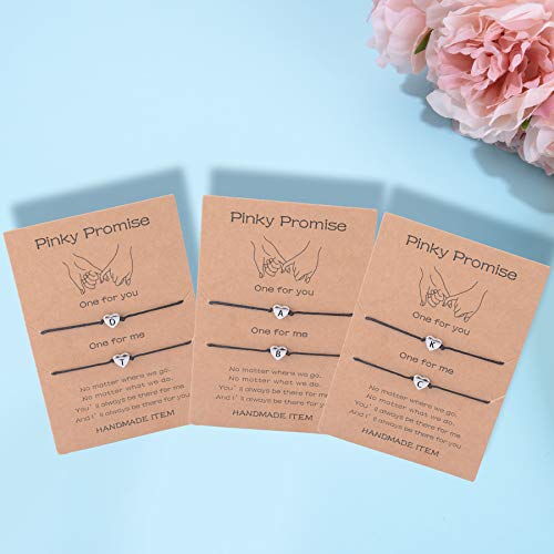 SANNYRA Pinky Promise Bracelets for Couples ,AC Initial Heart Bracelet,Long Distance Matching Bracelets Relationship Jewelry Gift