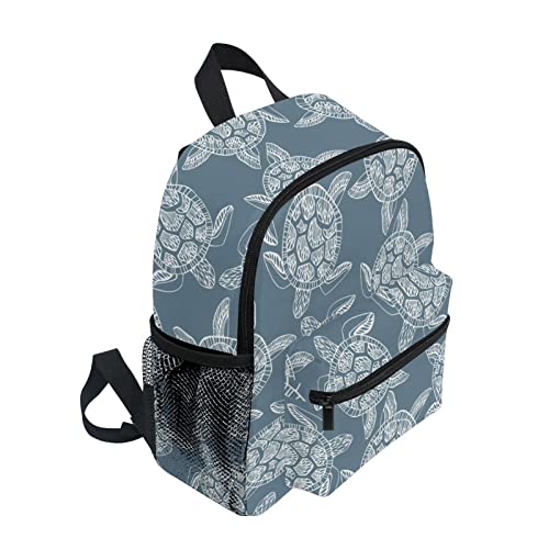 Sletend Toddler Backpack Retro Sea Turtles Waterproof With Name Tag Mini Backpack Boys/Girls Cute Small Backpack Kindergarten Pre School Bags (S)