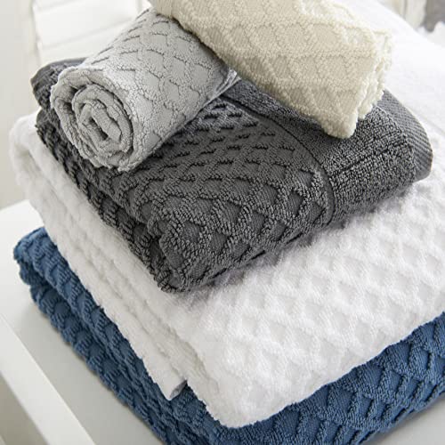Great Bay Home Blue Bath Towels - 100% Cotton 6 Pack 26x16 Hand Towel Set - Absorbent, Durable, Quick-Dry Towels for Bathroom - Low-Twist, Two-Ply Decorative Towels (Blue)