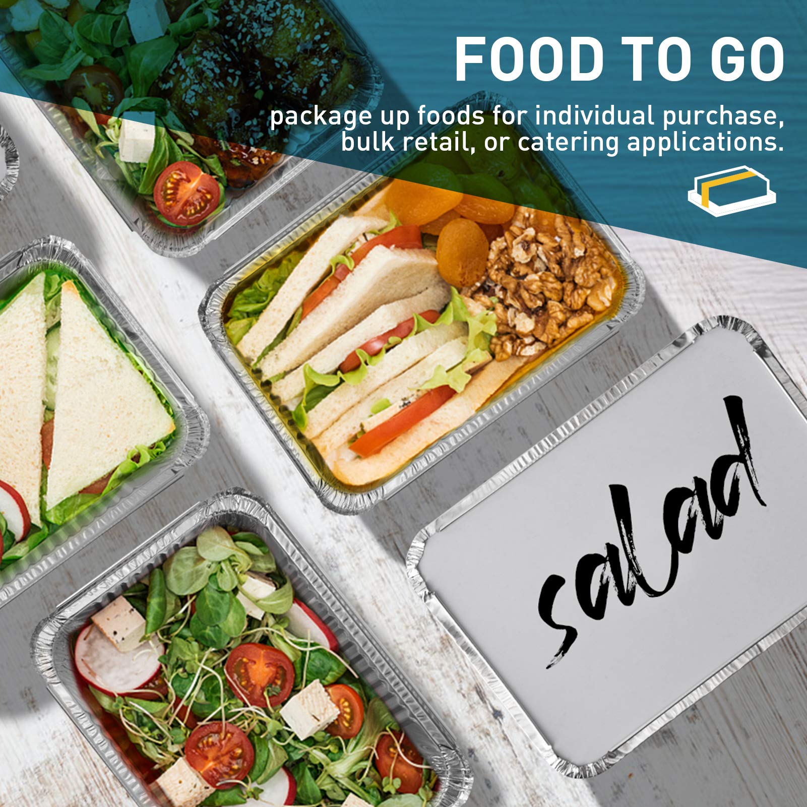 XIAFEI 2LB Takeout Foil Pans with Lids(30 Pack), Recyclable,Best Use for Baking, Cooking, Heating, Storing, Prepping Food,Takeout - 8.26" x 5.7" x 1.77"