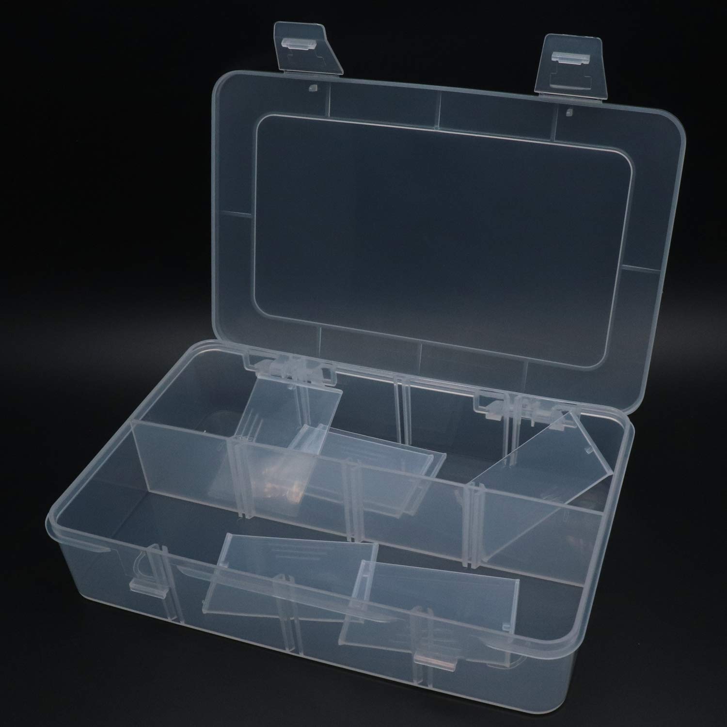 Xiaoyztan 8-Grid Snack Box Container with Removable Dividers Plastic Organizer Box for Candies Snacks Electronics Jewelry Small Parts (7.3in x 4.9in)