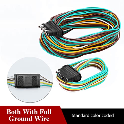 Trailer Wiring Harness Kit, 50FT Trailer Wiring, LIMICAR Trailer Wire Kit, Trailer Wiring Harness with 4 Flat 4 Pin Flat Wishbond Trailer Wire, Trailer Light Wire, Boat Trailer Wiring Kit
