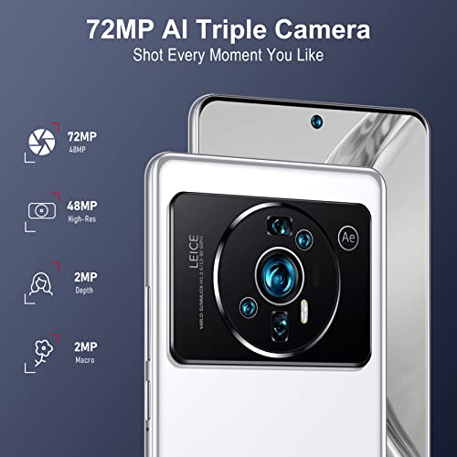 WV LeisureMaster M12+ Ultra 5G Smartphone - Unlocked Cell Phone - Sleek Design with Built-in Computer, 48MP+72MP Dual Camera, 7.3-inch HD+ Screen, Face Recognition, and Powerful Cameras