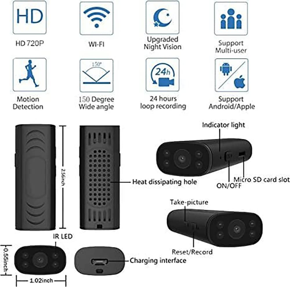 MUUNY 1080P Wireless WiFi Camera Security Camera Enhanced Night Vision, HD Wireless WiFi Camera Enhanced with 16g SD Storage for Home Security, App Cellphone Control Rechargeable Battery (Black)