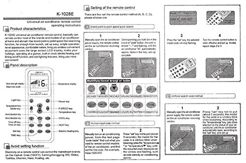Universal Air Conditioner Remote Control LCD A/C Conditioning Controller 1000 in 1 for Mitsubishi Toshiba HITACHI FUJITSU Daewoo LG Sharp Samsung ELECTROLUX SANYO AUX GREE HAIER Huawei Air Condition