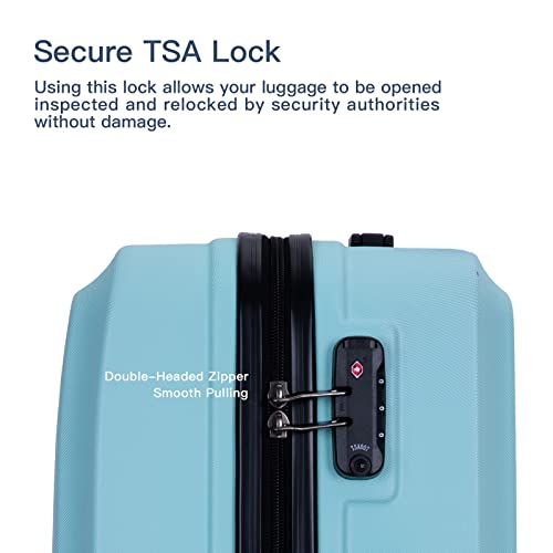 Tripcomp Luggage Sets Wear-Resistance Hardside Lightweight Suitcase Double Spinner Wheels, TSA Lock,Two Hooks, Scratch-resistant Carry-on,3 Piece Set(20inch 24inch 28inch) (Green)
