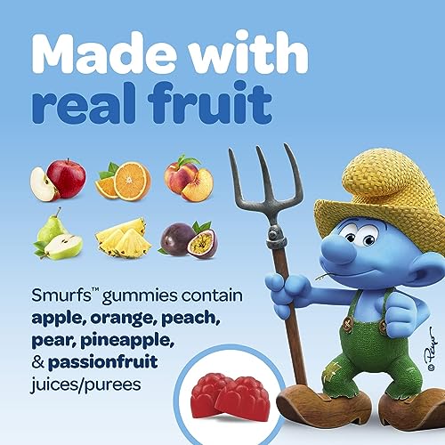 The Smurfs 1mg Melatonin Gummies for Kids with Chamomile & Lemon Balm for a Restful Sleep Age 3+ | Non-Habit Forming | Made with Real Fruit in a Smurf Berry | Doctor Developed | 50 Vegetarian Gummy
