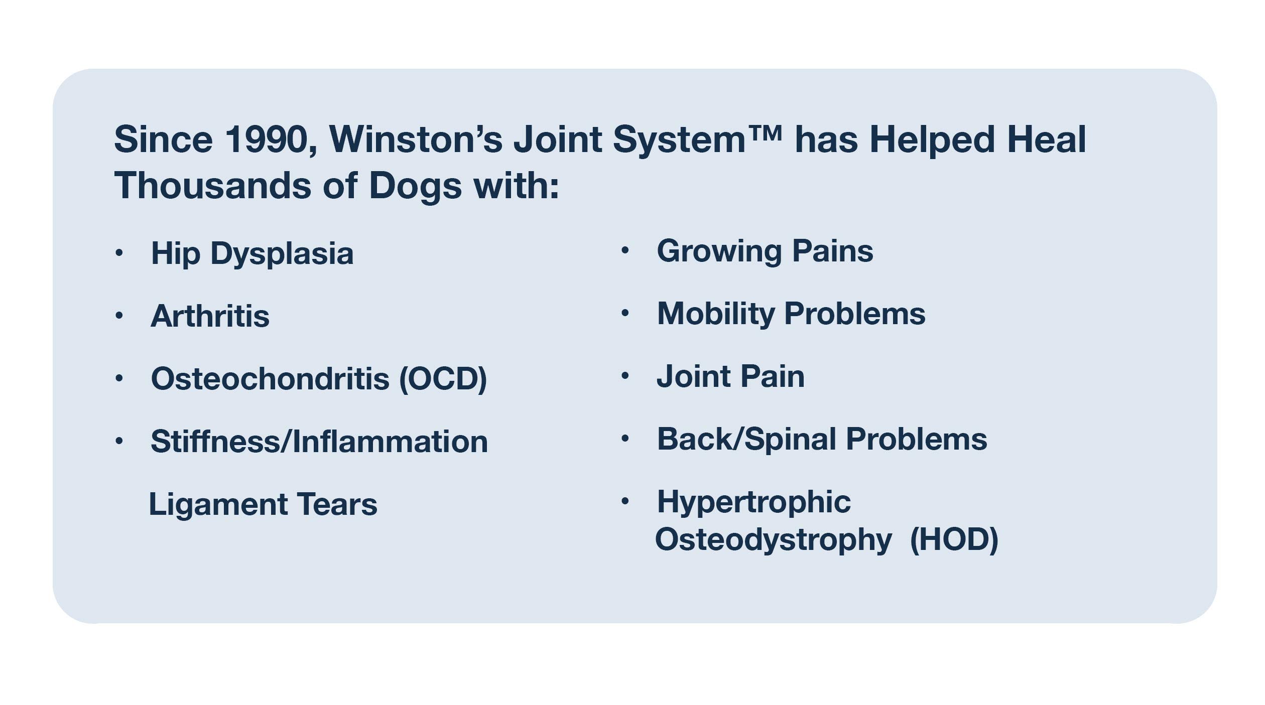 Winston Joint System - for Large Dogs Over 100 Pounds - 100% Natural Whole Food Supplement System for Arthritis, Hip Dysplasia and Joint + Pain Relief - One Month Supply - Since 1992