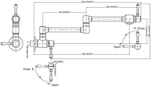 MSTJRY Pot Filler Faucet Wall Mount Stainless Steel Commercial Kitchen Faucet Double Joint Spout Folding Stretchable Swing Arm with Single Hole 2 handles