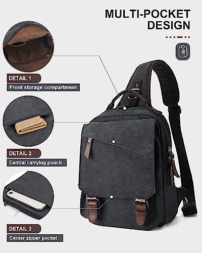 sling bag,canvas messenger bag for men,crossbody bag for women,Black