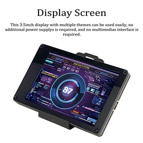 PC Temperature Display, 320x480 Computer Temp Monitor Clear Image Stepless Brightness 3.5in Screen IPS USB Theme Editor for CPU