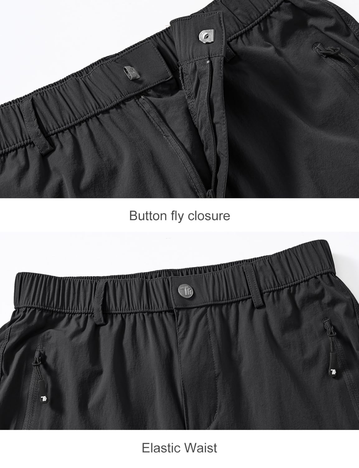 Gopune Women's Hiking Pants Lightweight Quick Dry Water Resistant Elastic Waist Workout Travel Athletic Joggers (Black,M)