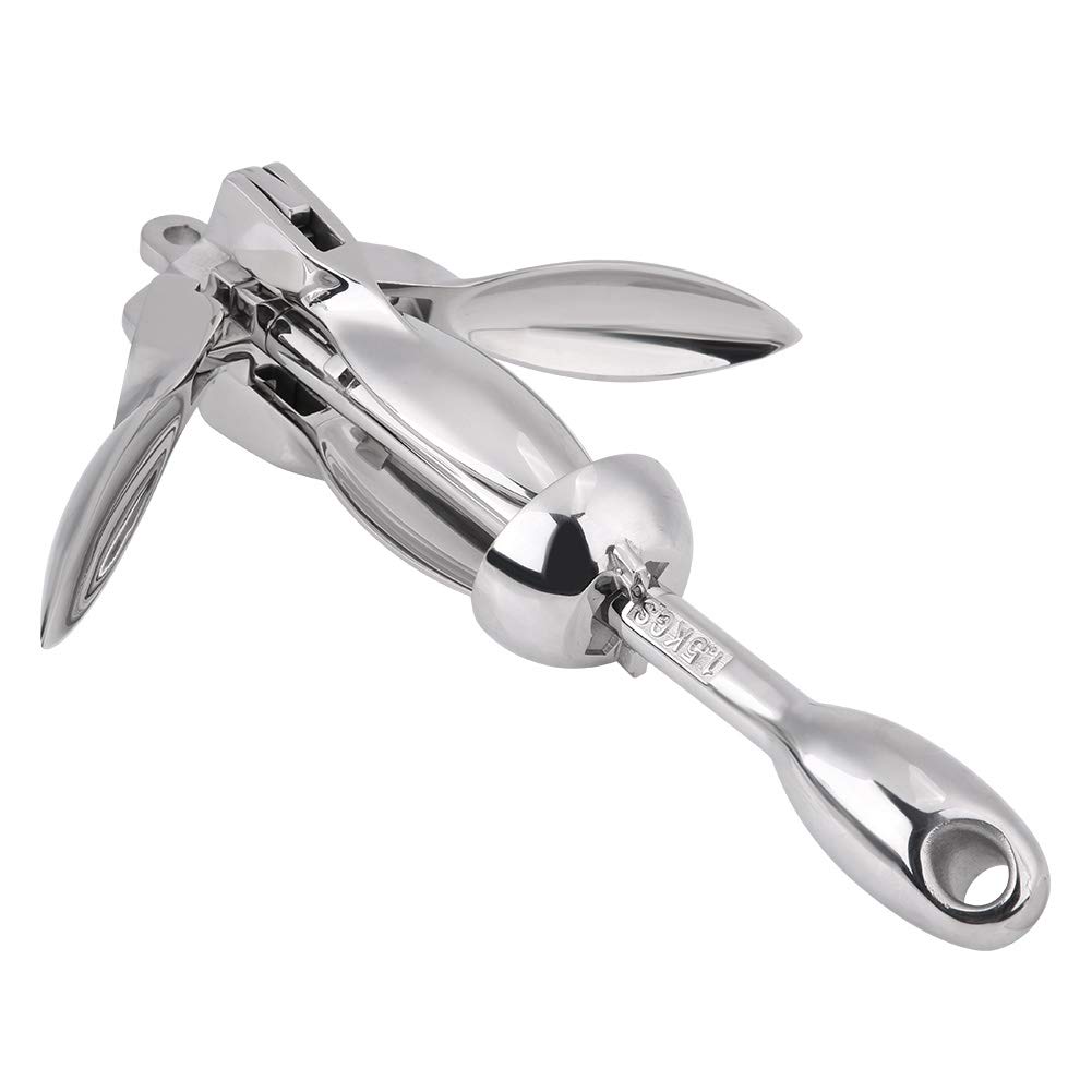 Folding Grapnel, Durable Stainless Steel Silver Boat Anchor, Boat Accessory for Marine Yacht