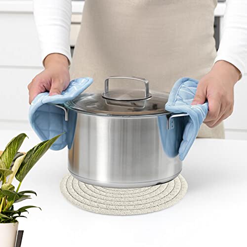 Trivets Pot Holders Set for Hot Dishes Set of 3, Hot Pads for Kitchen, 100% Cotton Trivets for Hot Pots and Pans, Spoon Rest for Cooking & Baking, Stylish Coaster & Hot Mats (Mix Grey 7 Inch Diameter)