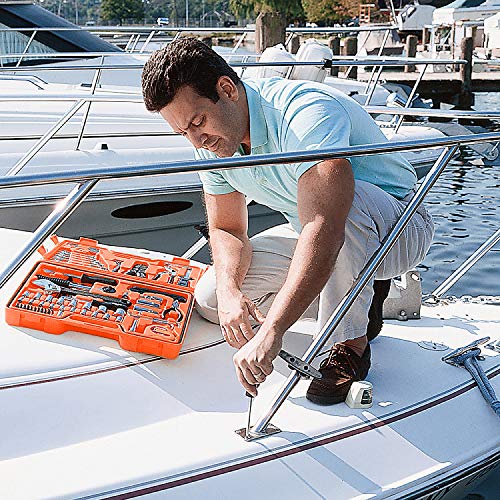 Great Neck MS125 125-Piece Marine Tool Set, Versatile Boat Tool Kit, Water Resistant Marine Tool Kit Case, Emergency Marine Tool Kit For Boats, Chrome Plated