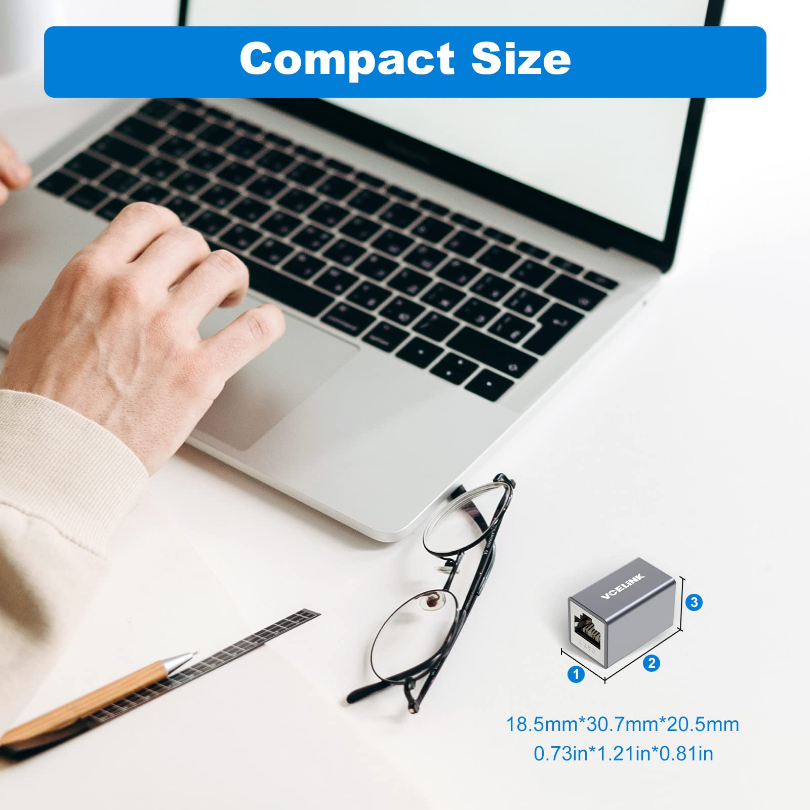 VCELINK RJ45 Coupler, Shielded Ethernet Coupler POE Ethernet Cable Extender for Cat7/Cat6a/Cat6/Cat5e, Female to Female in-Line Coupler, 4 Pack