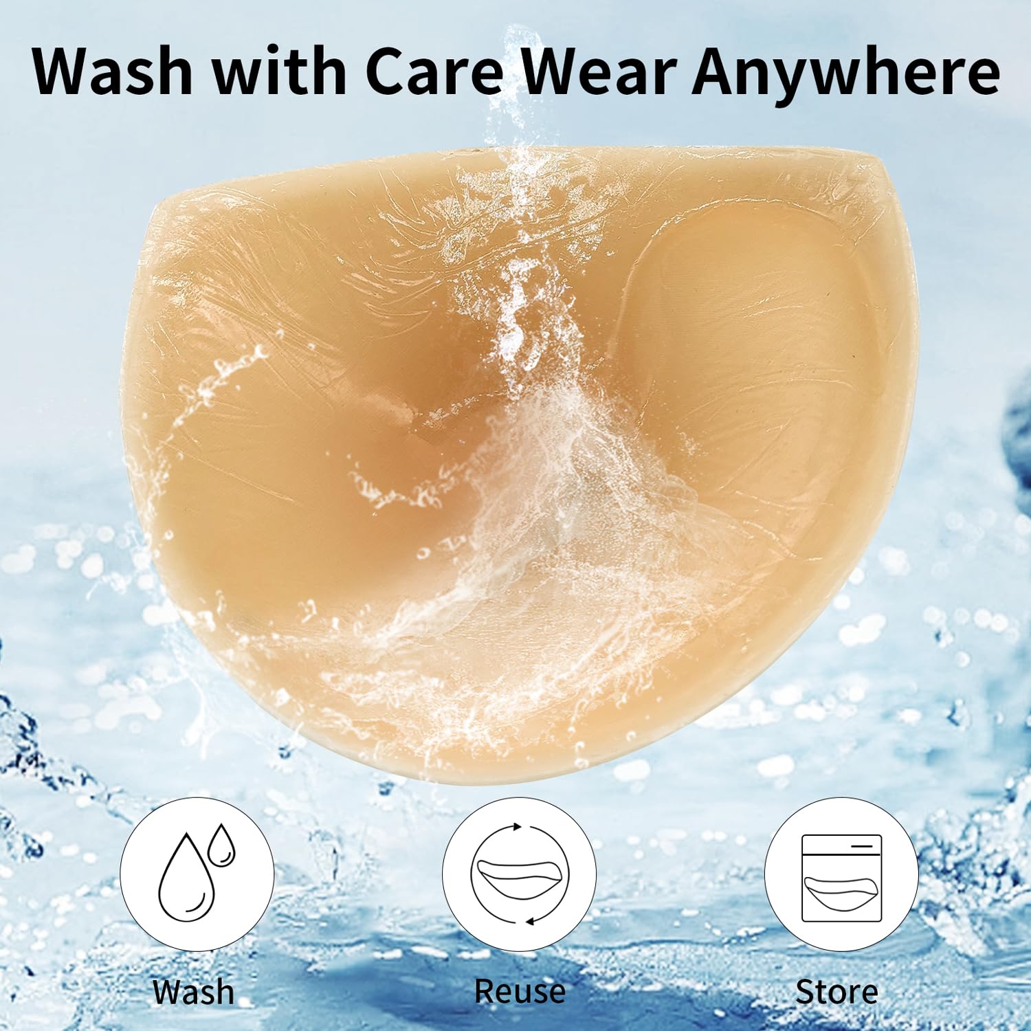 GULIFAN Double Sided Sticky Bra Inserts - Silicon Women’s Adhesive Bra Pads Removable Breathable Push Up Sticky Bra Cups Inserts Breast Enhancer