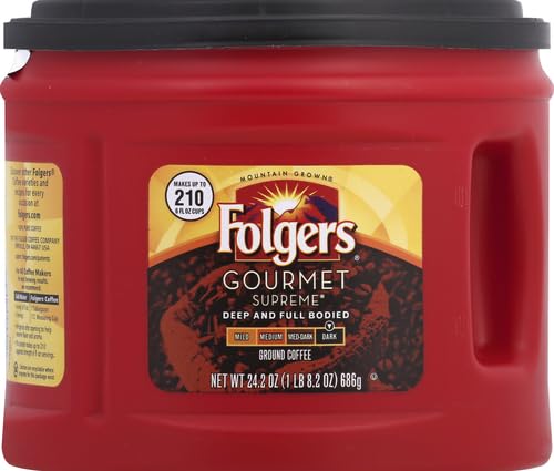 Folgers Gourmet Supreme Medium Dark Roast Ground Coffee, 24.2 Ounces