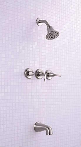 Premier 3552595 Sanibel Three-Handle Tub & Shower Faucet, Brushed Nickel, 7.48" x 7.48" x 7.48"