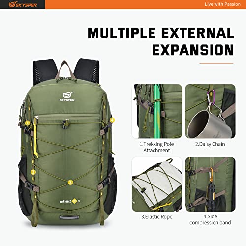 SKYSPER Packable Hiking Backpack 30L Lightweight Daypack Travel Backpacks for Women Men(Green)