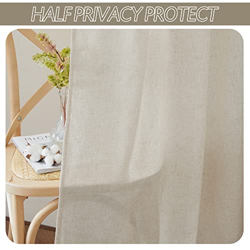 RYB HOME Semi Sheer Curtains 84 inches Long 2 Panels Set, Soft Linen Blend Sheer Privacy Curtains Soften Sunlight Drapes for Farmhouse Living Room Bedroom Patio Dining, W 52 x L 84 inch, Linen